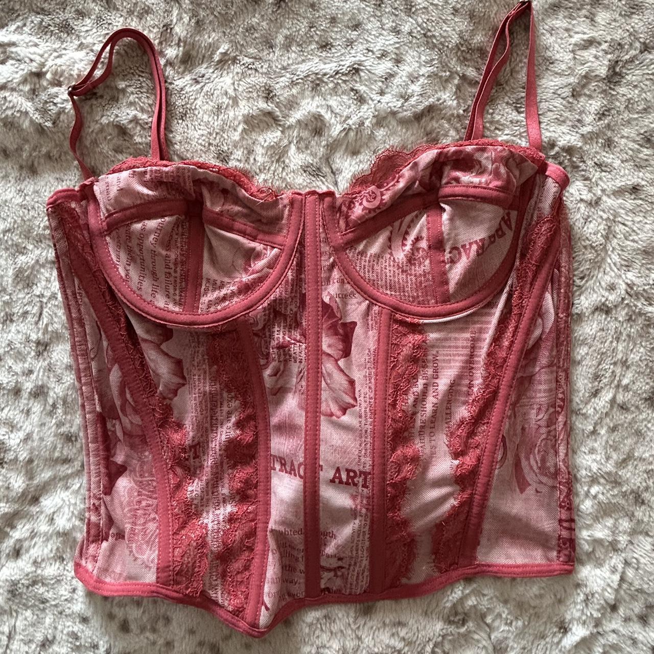 Red corset top with adjustable straps ~Size Medium,... | Depop