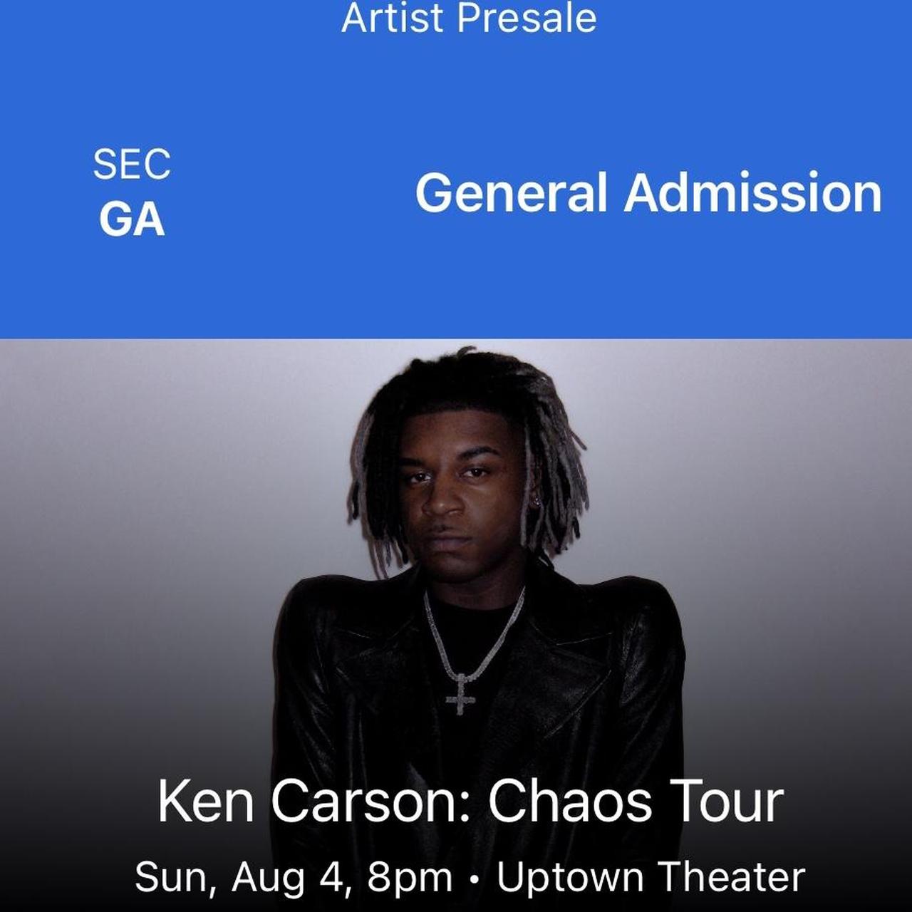 ken carson Chaos Tour ticket - Depop