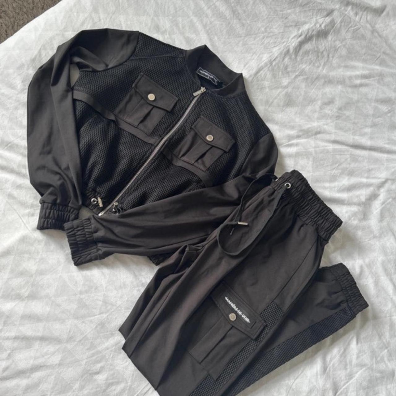 Maniere De Voir black satin & mesh tracksuit Brand... - Depop