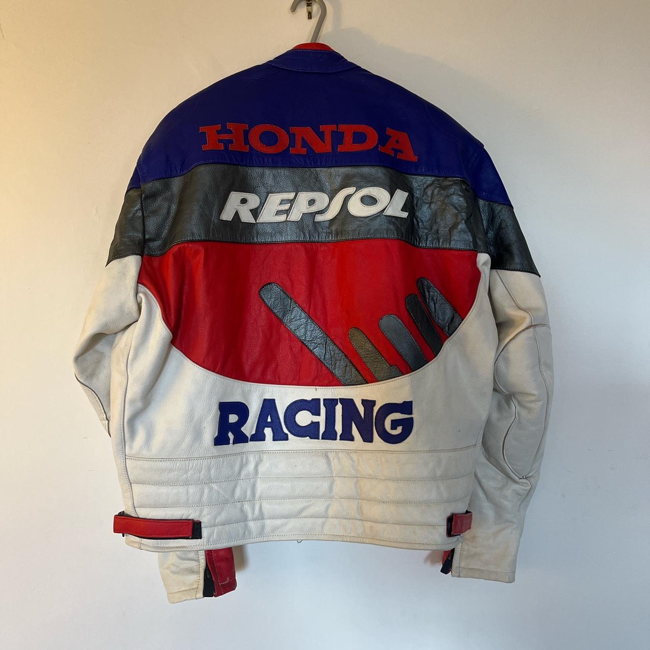 HONDA REPSOL vintage leather motor cycle jacket -... - Depop