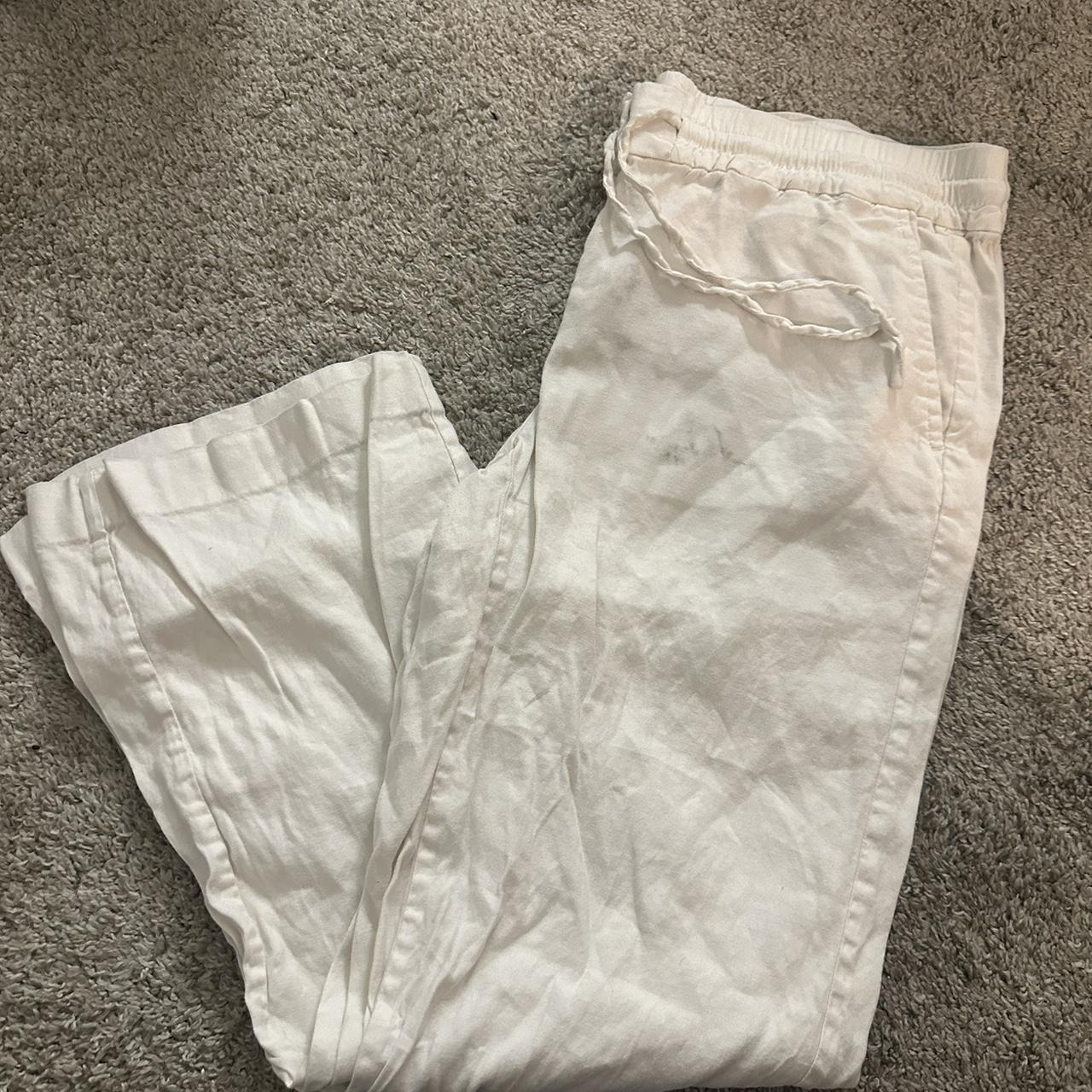 low rise white flowy pants - size 12 fits 10/12 -... - Depop