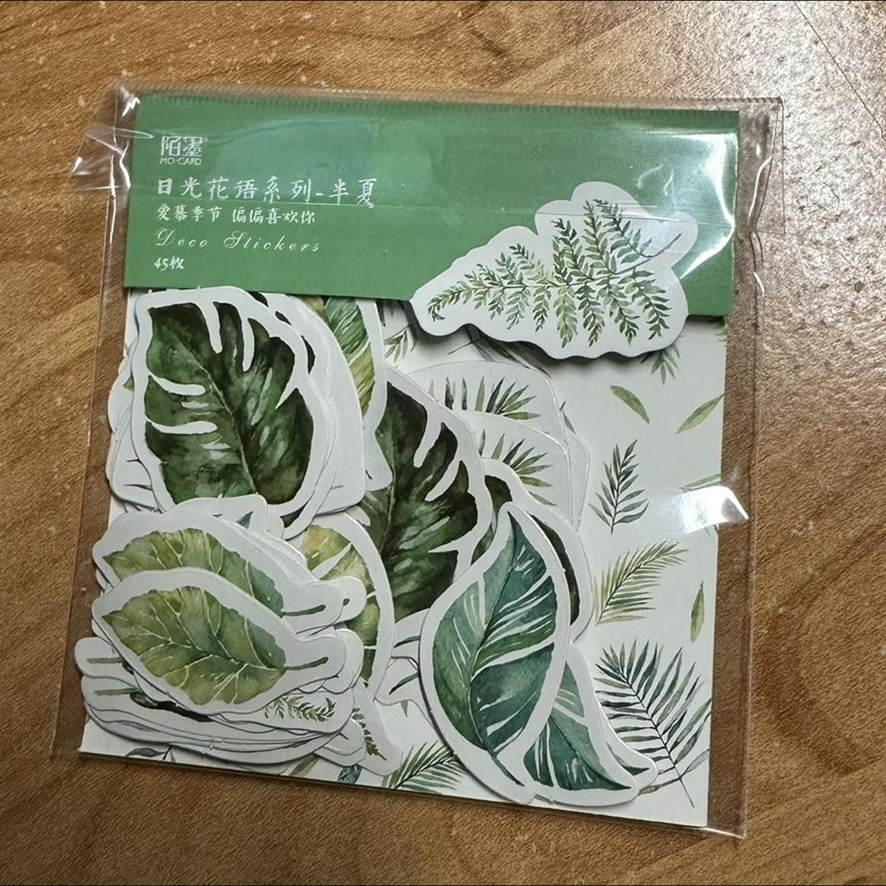 Green plant themed deco stickers (45 pack of paper... - Depop