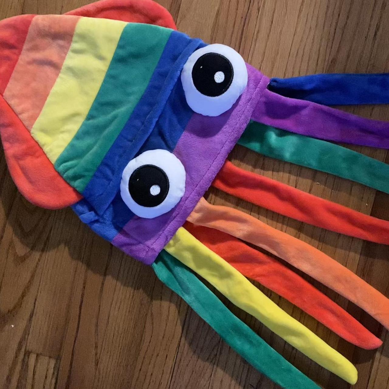 rainbow squid hat six flags #raver #festival #scene... - Depop