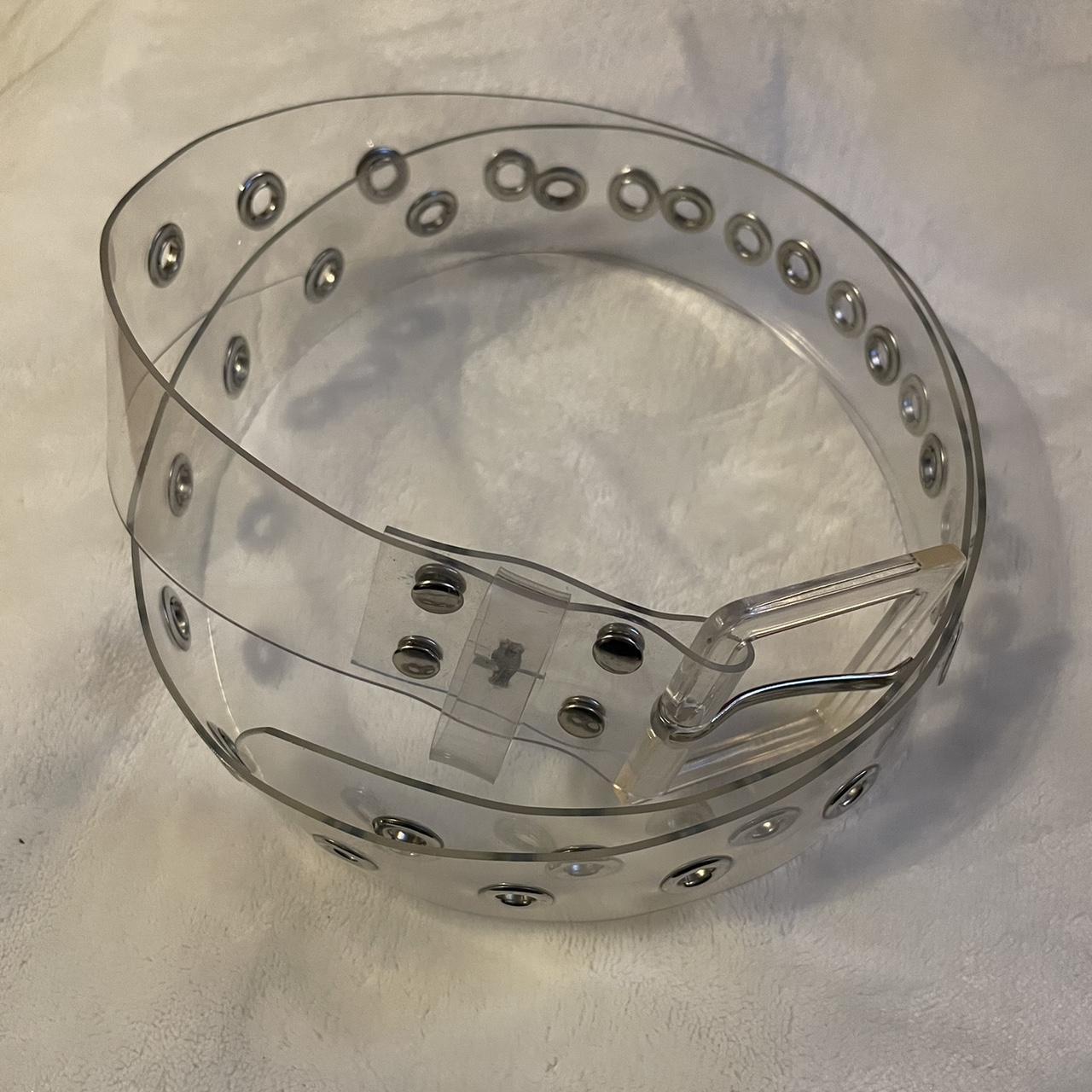 clear plastic belt with chrome loops worn once,... - Depop