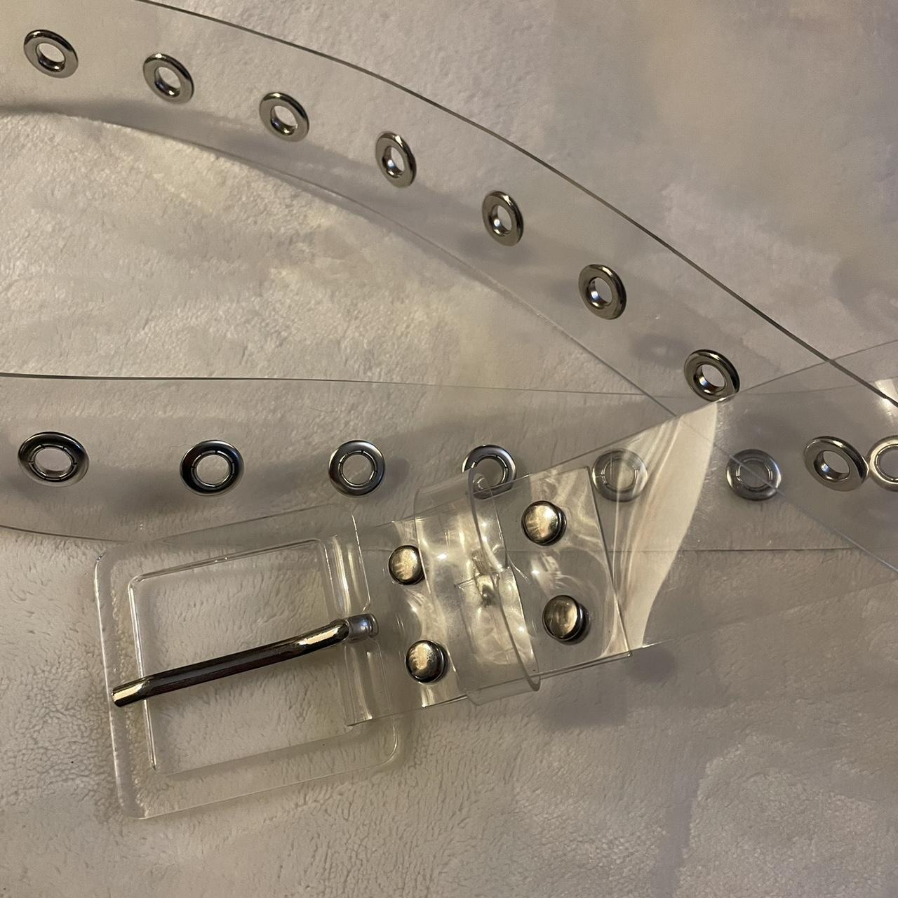clear plastic belt with chrome loops worn once,... - Depop