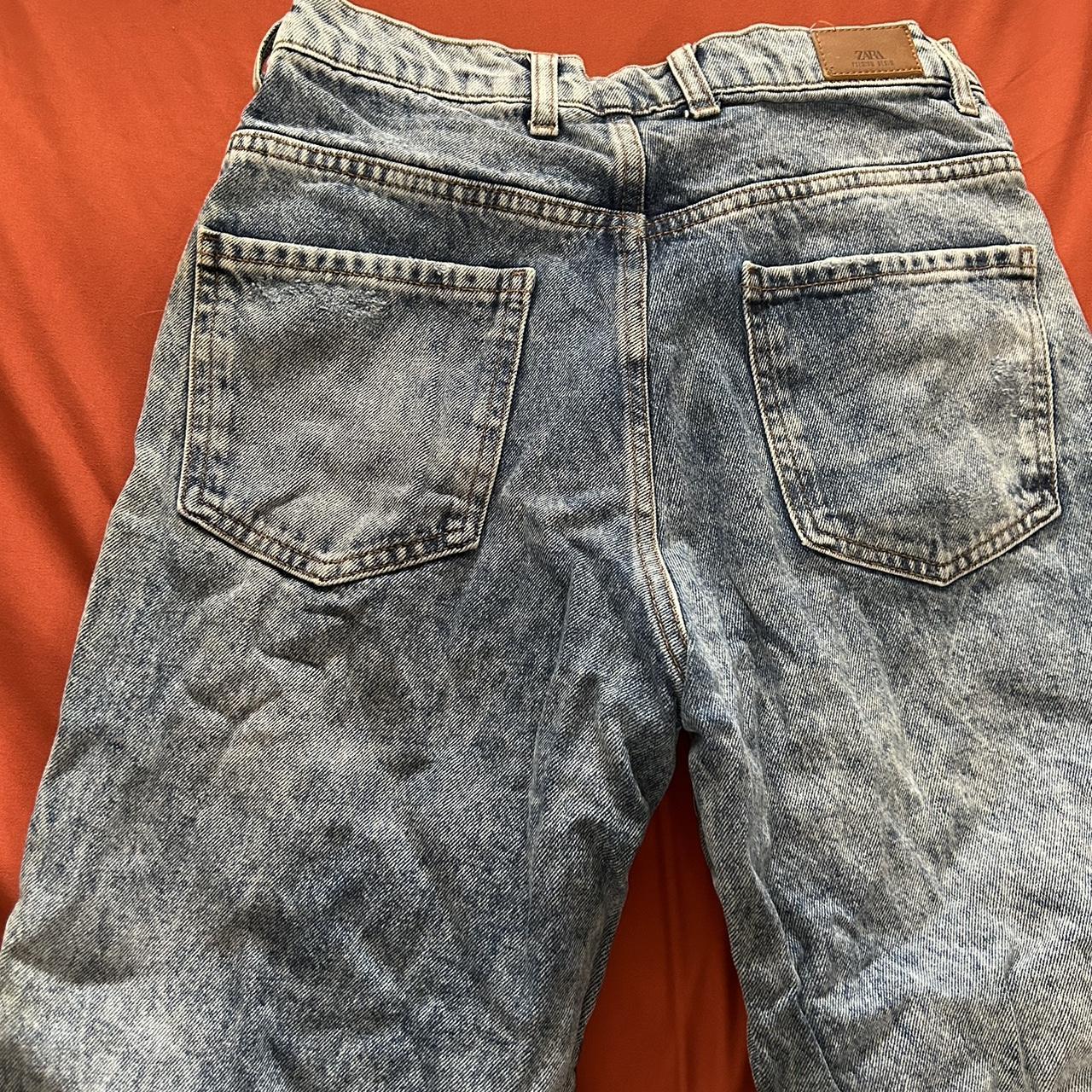 Sara size 4 acid wash high waisted jeans #zara... - Depop