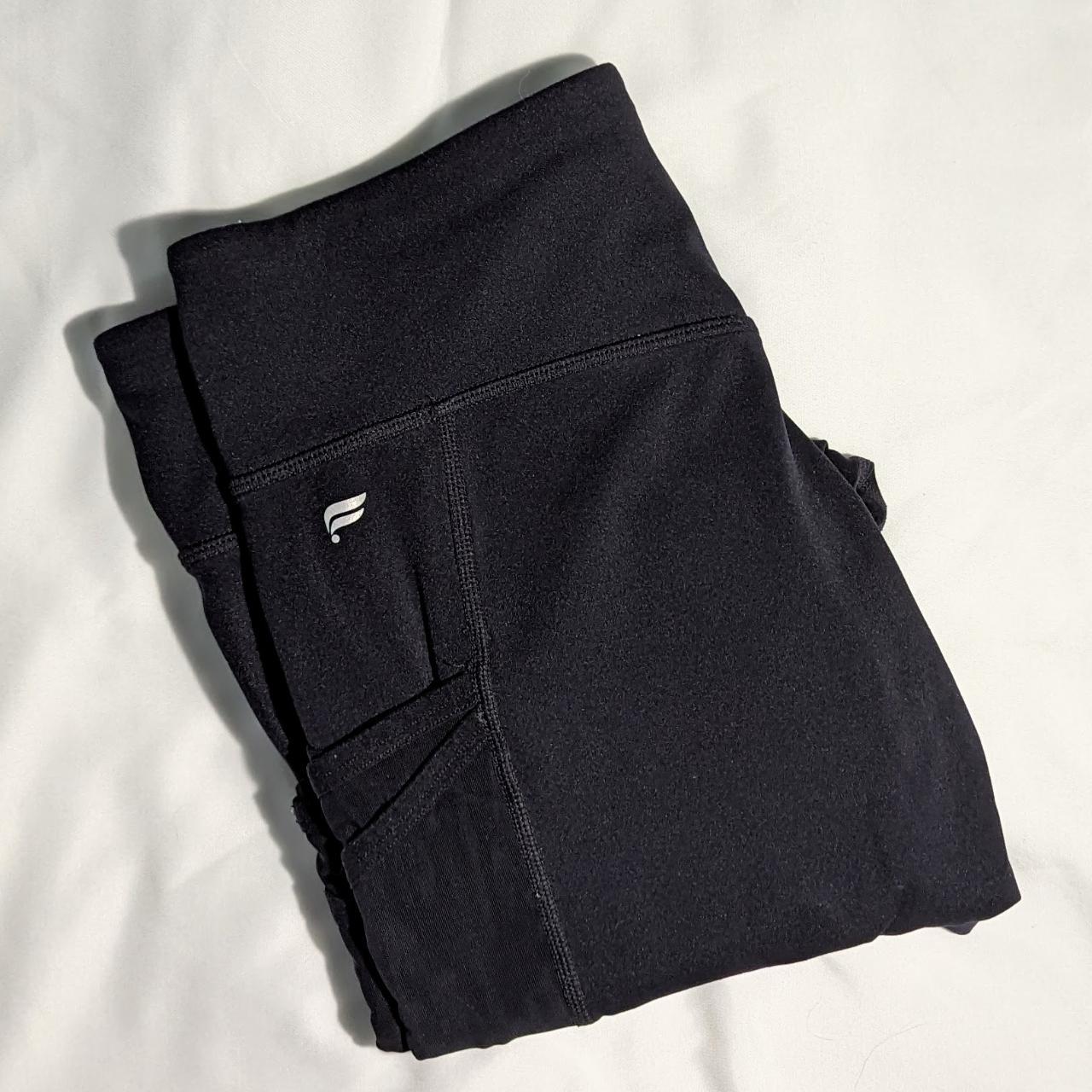 Fabletics black leggings with pockets and mesh... - Depop