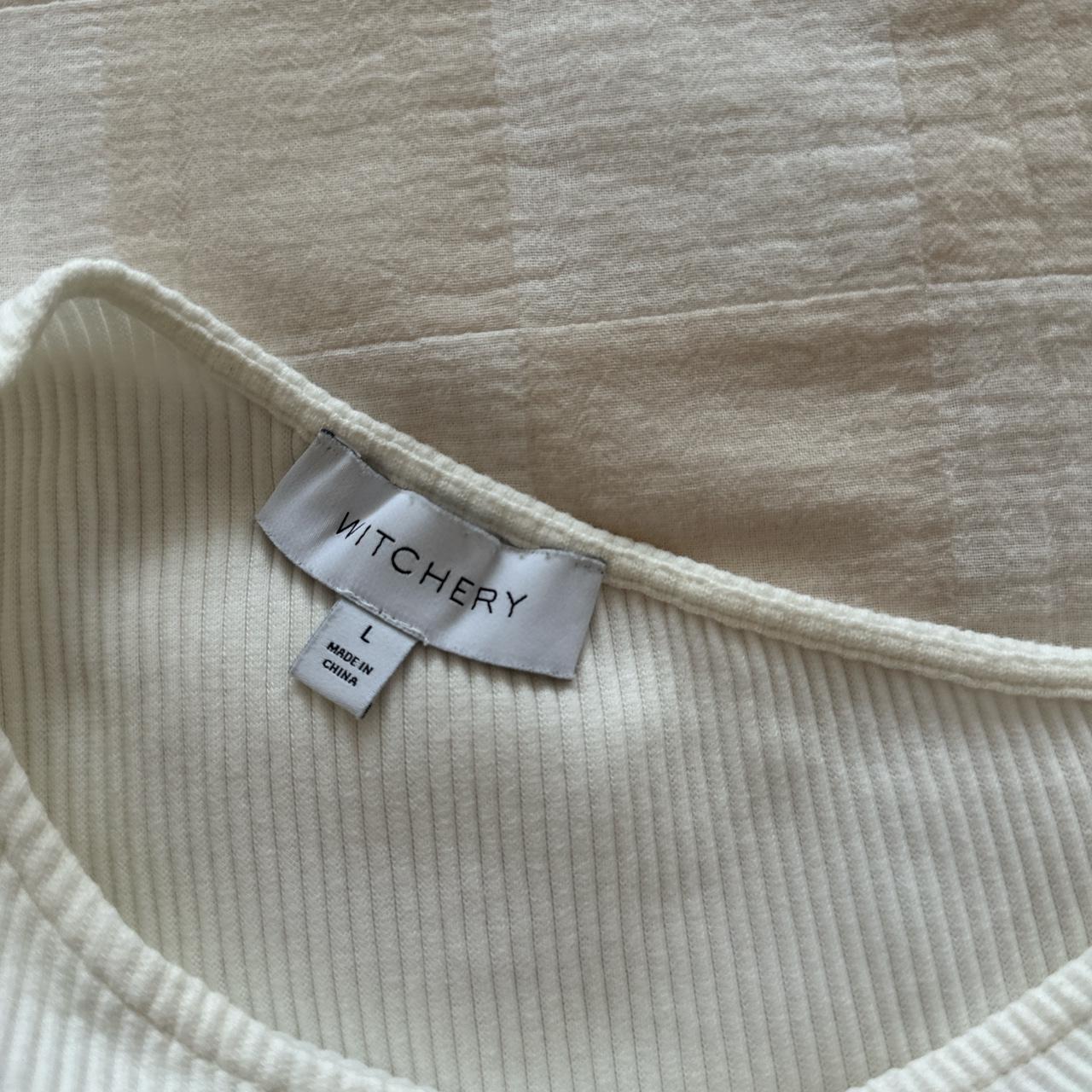 Witchery white long sleeve (one side sits off the... - Depop