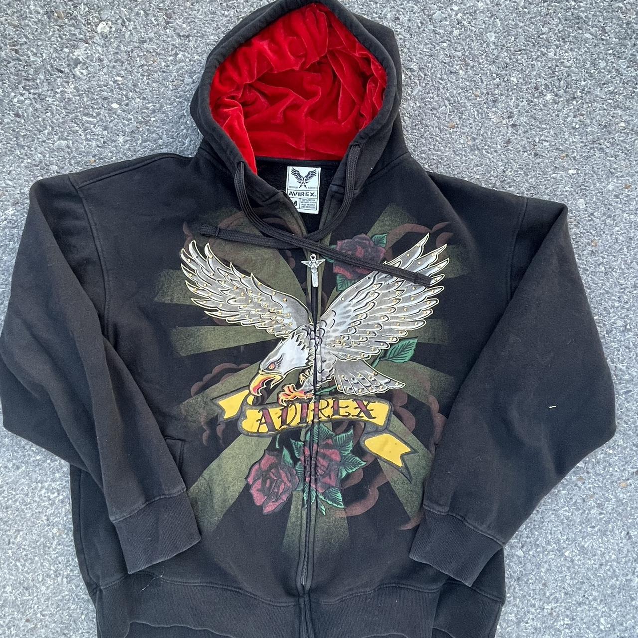 Avirex satin zip up hoodie. No flaws. Perfect... - Depop