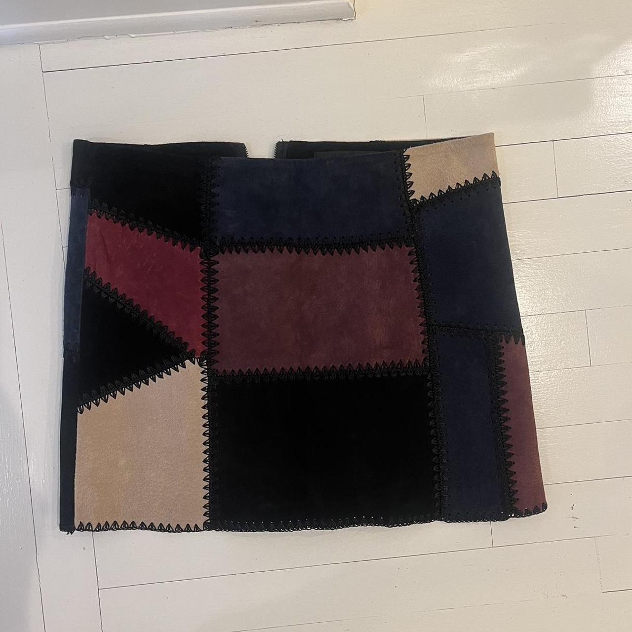 70s style patchwork skirt from Zara Size m - Depop