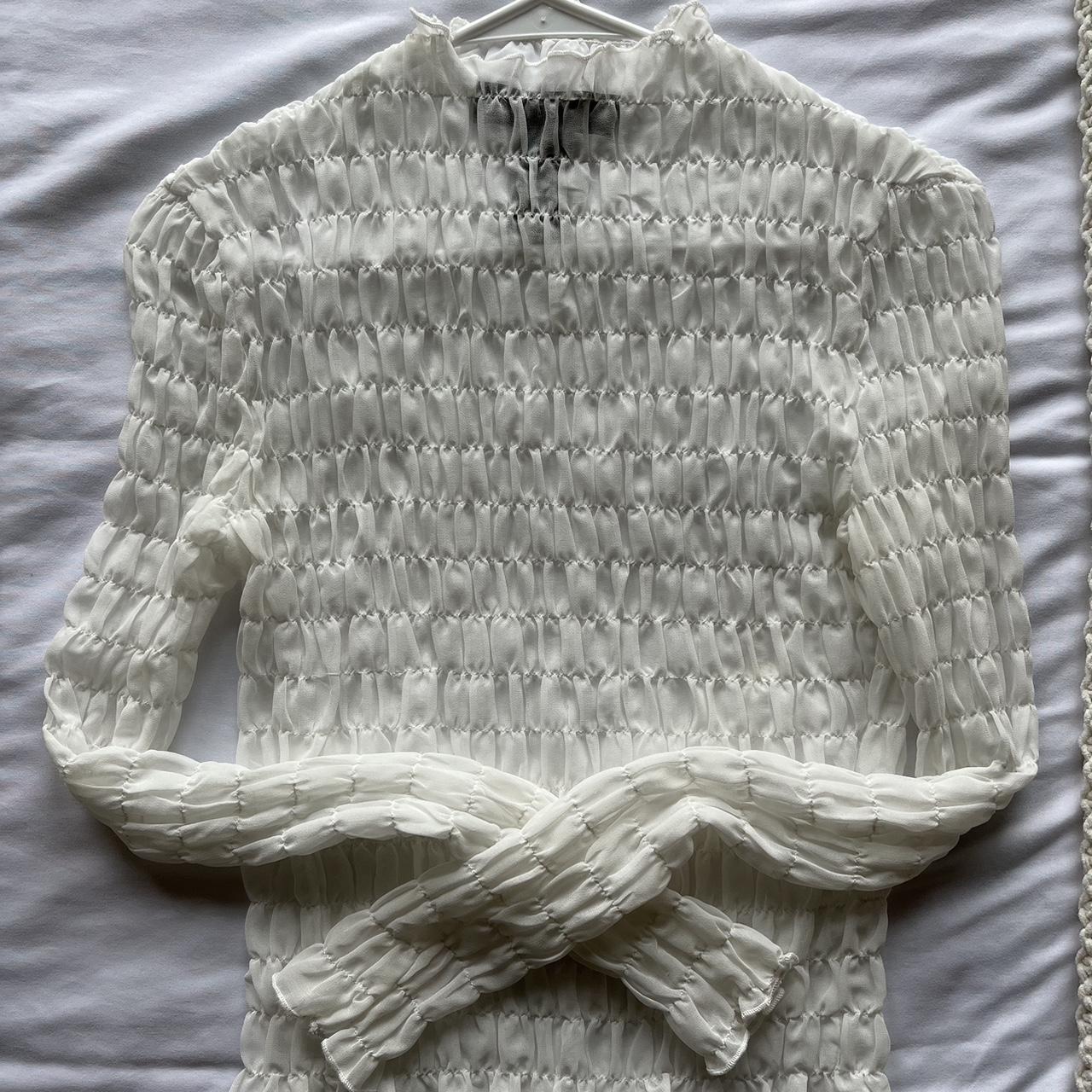 Mesh Sheer Bubble mock neck top from Lioness Never... - Depop