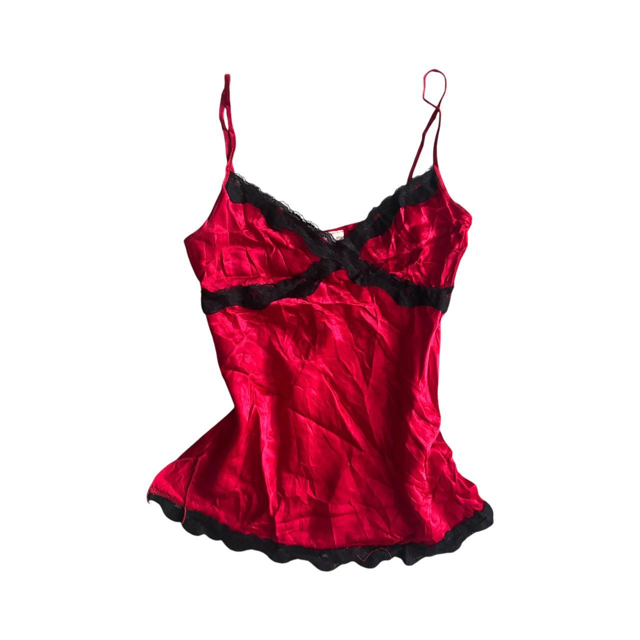 00's y2k SIRENS Satin Feel Lace Trim Babydoll Cami... - Depop