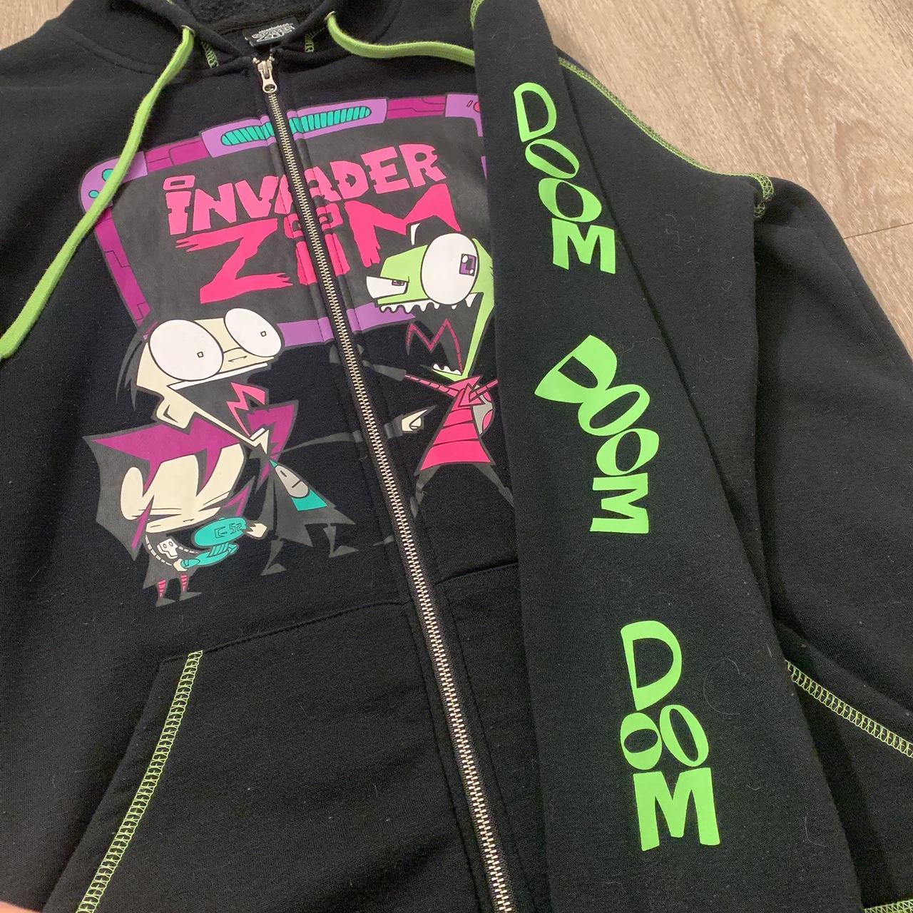 invader zim characters zip up hoodie with thumb... - Depop