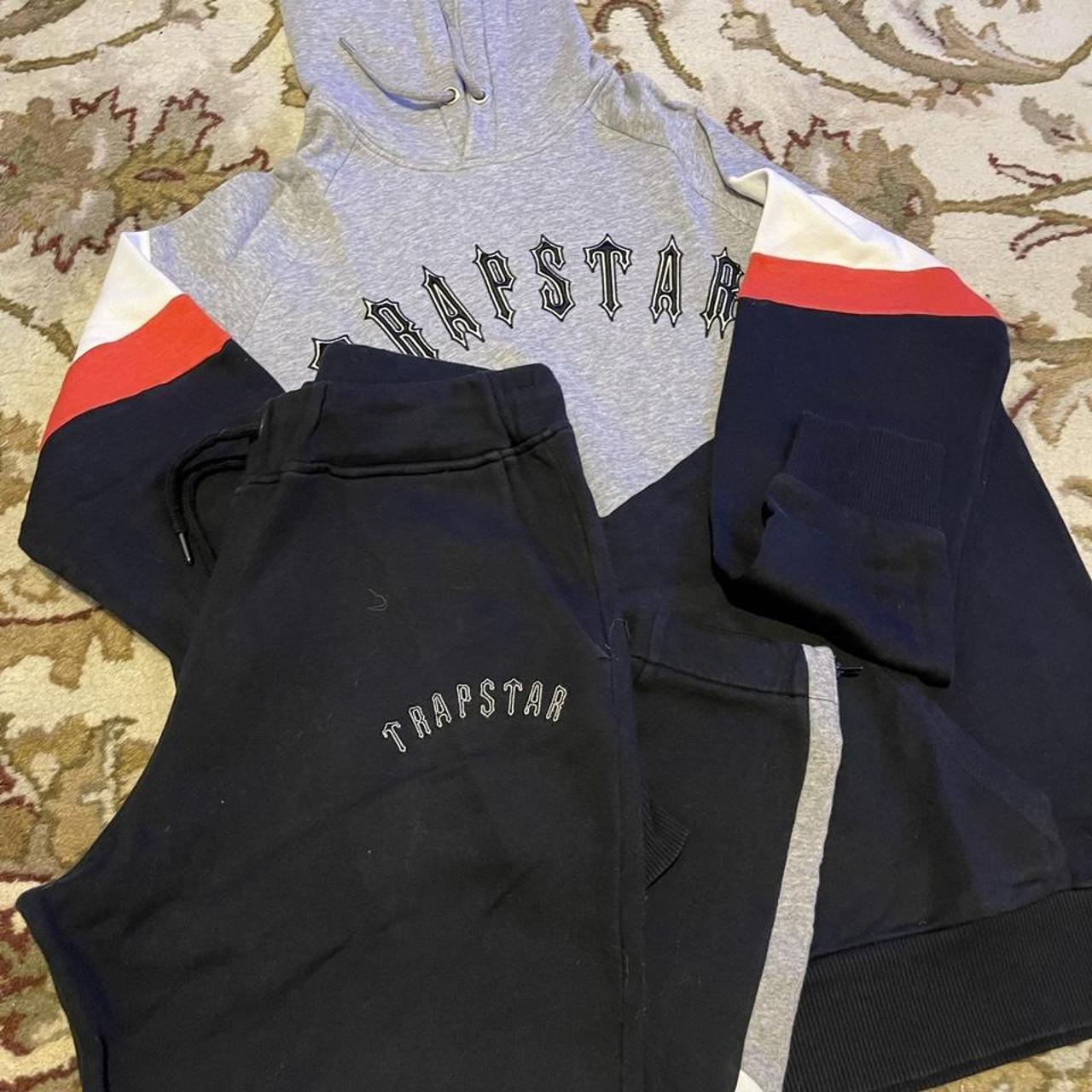 Trapstar black/red/grey arch tracksuit Worn, good... - Depop
