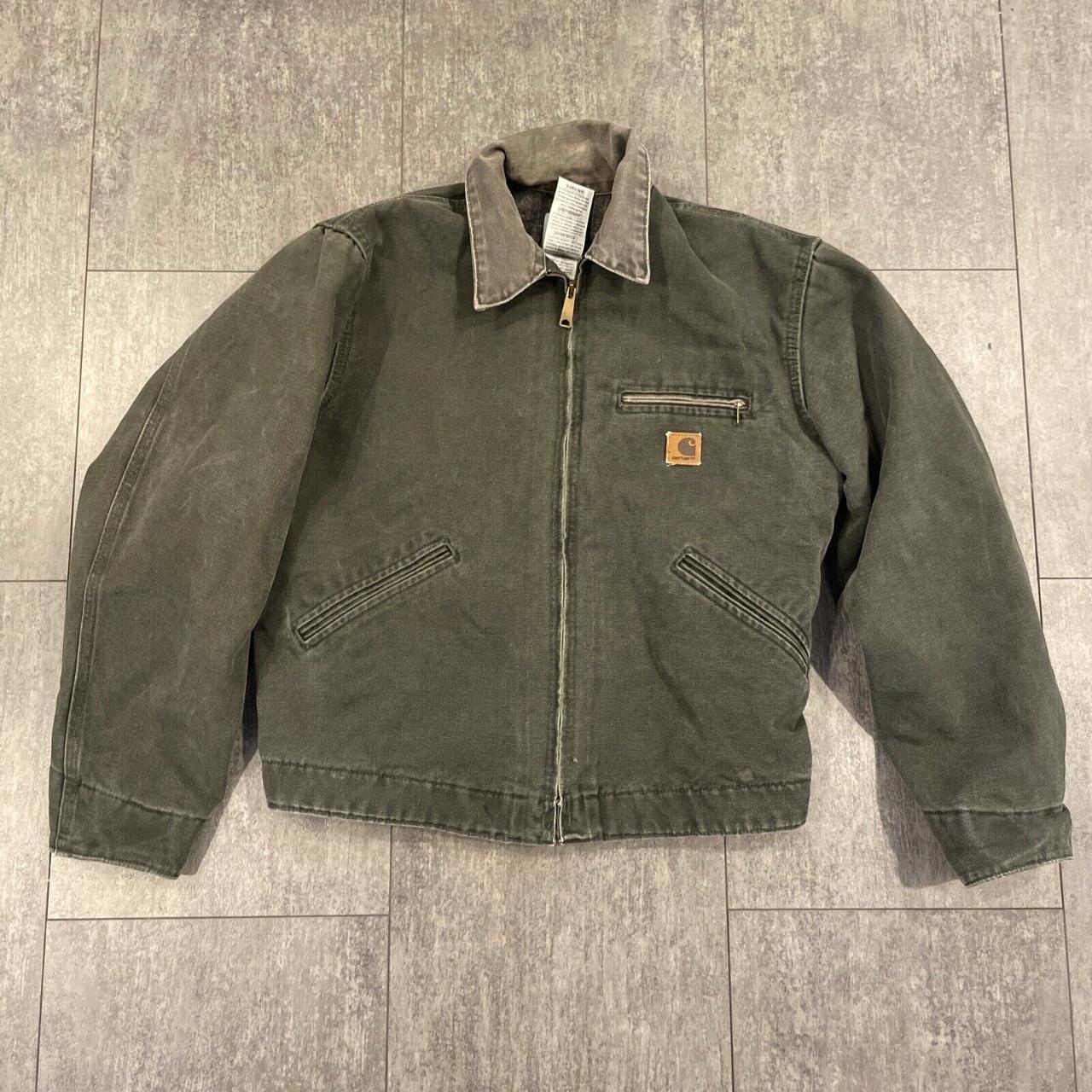 VTG Carhartt J97 MOS Detroit Flannel Lined Jacket... - Depop