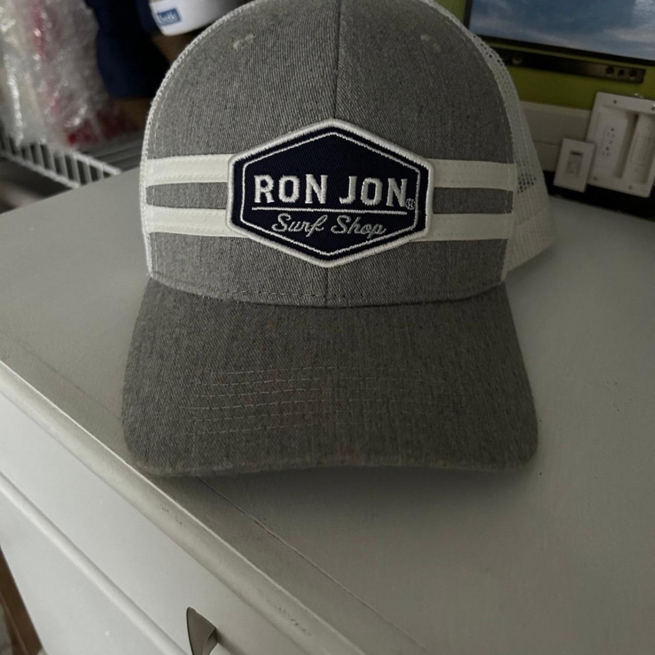 Grey and white Ron Jon Surf Shop trucker hat #surfstyle - Depop