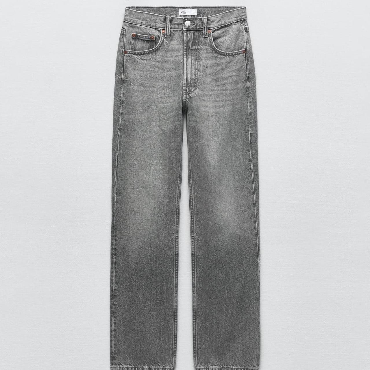 Zara jeans HIGH RISE TRF STRAIGHT LEG JEANS Size 30 - Depop