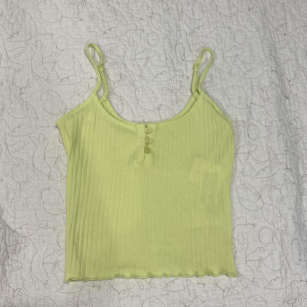 bright green ribbed tank from American Eagle never... | Depop