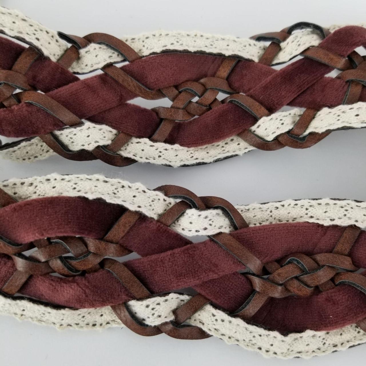 BOHO BELT《373》braided lace velvet wine 🌼BOHO... - Depop