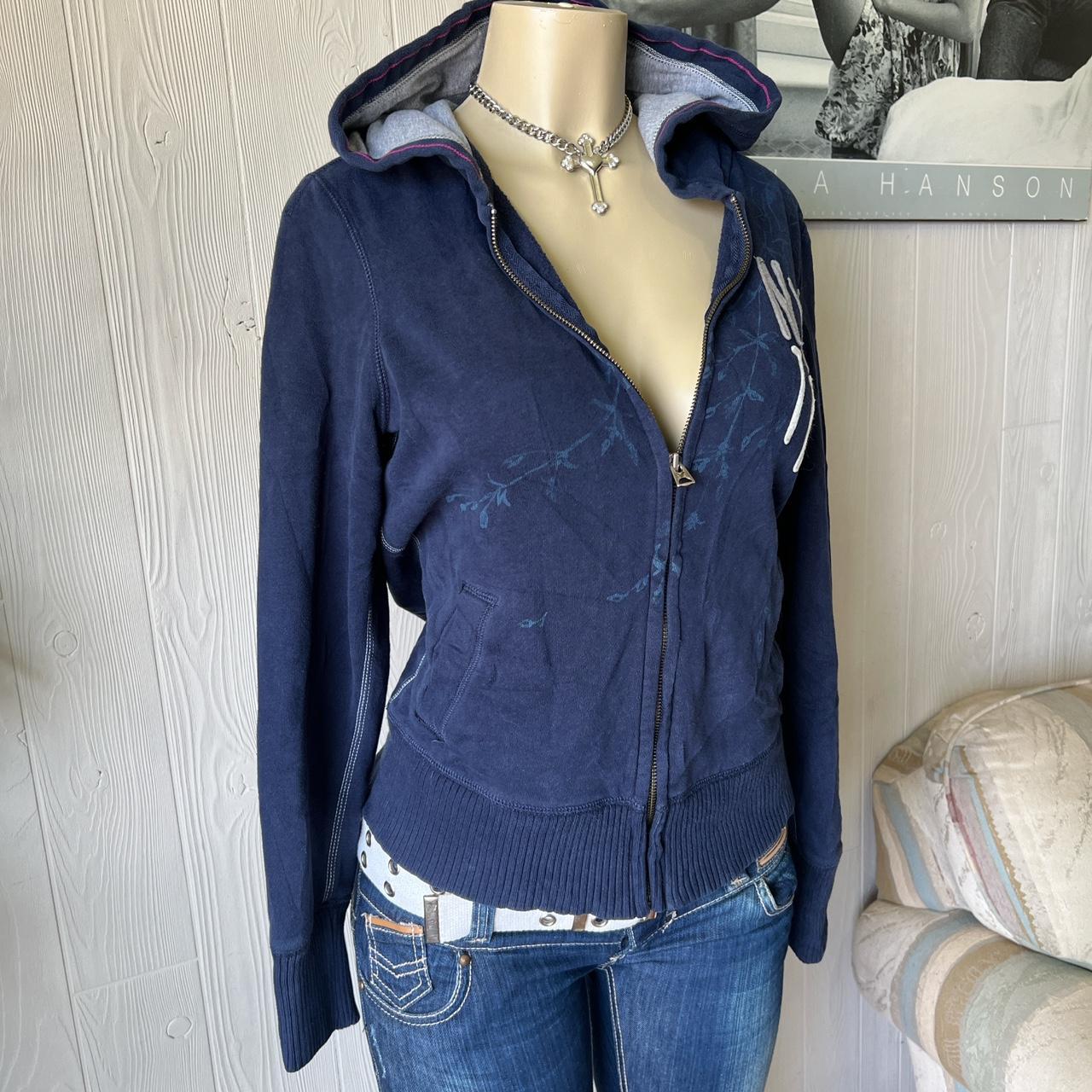 Blue American eagle zip up navy blue Hollister cozy... - Depop