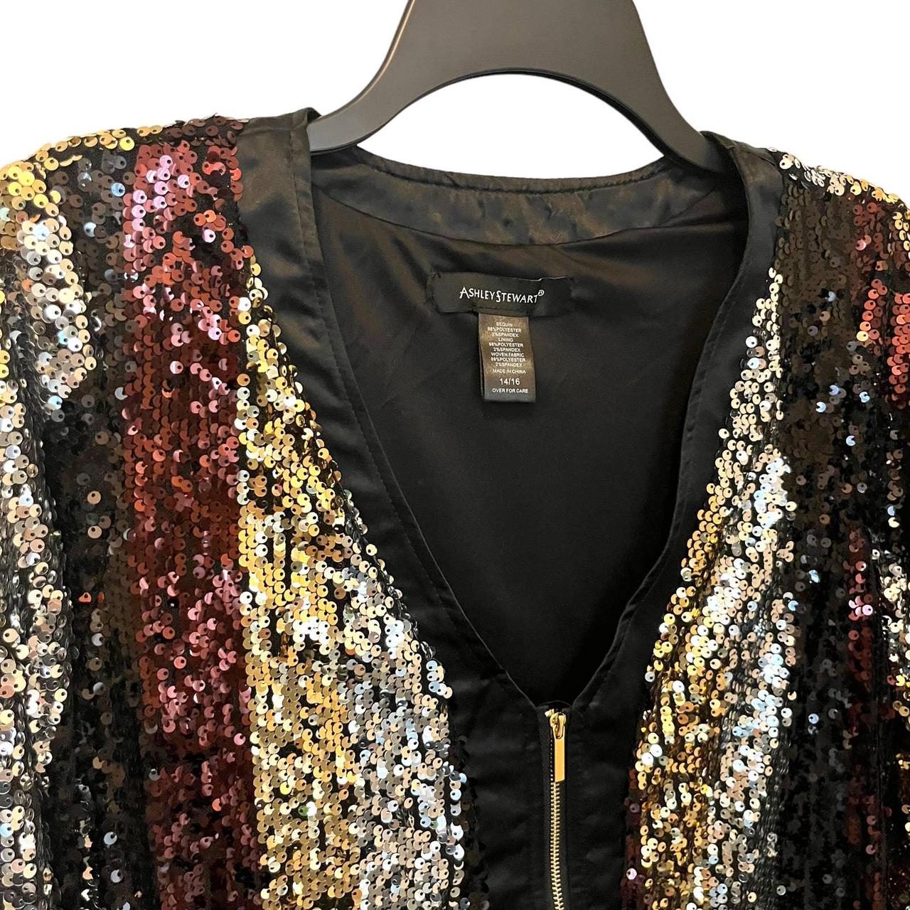 Ashley Stewart Sequin Dress Gold Silver 14 Depop