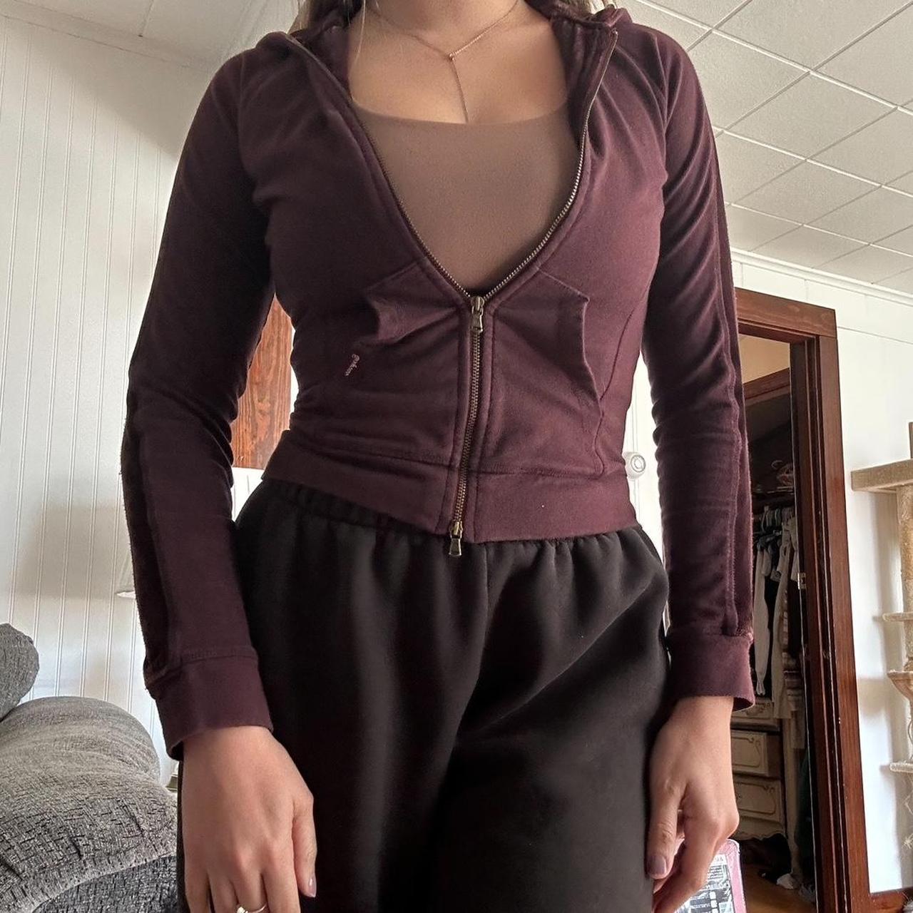 Y2k zip up hoodie Express Size XS Has velour or... - Depop