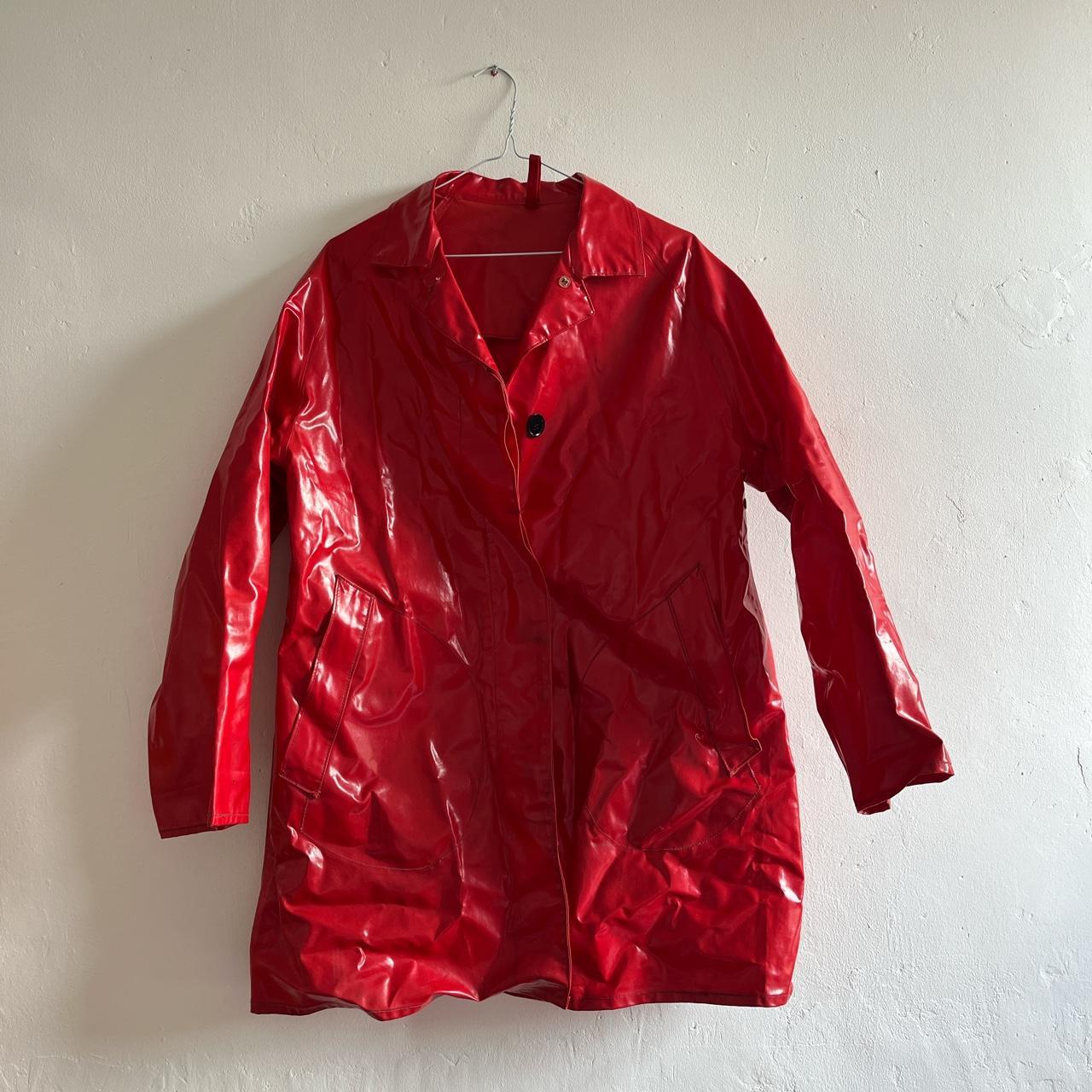 The perfect vintage red rain Mac for festival... - Depop