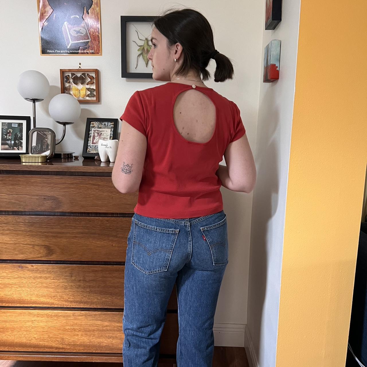 Red Keyhole Top 90s/y2k Ann Taylor. Marked a size... | Depop