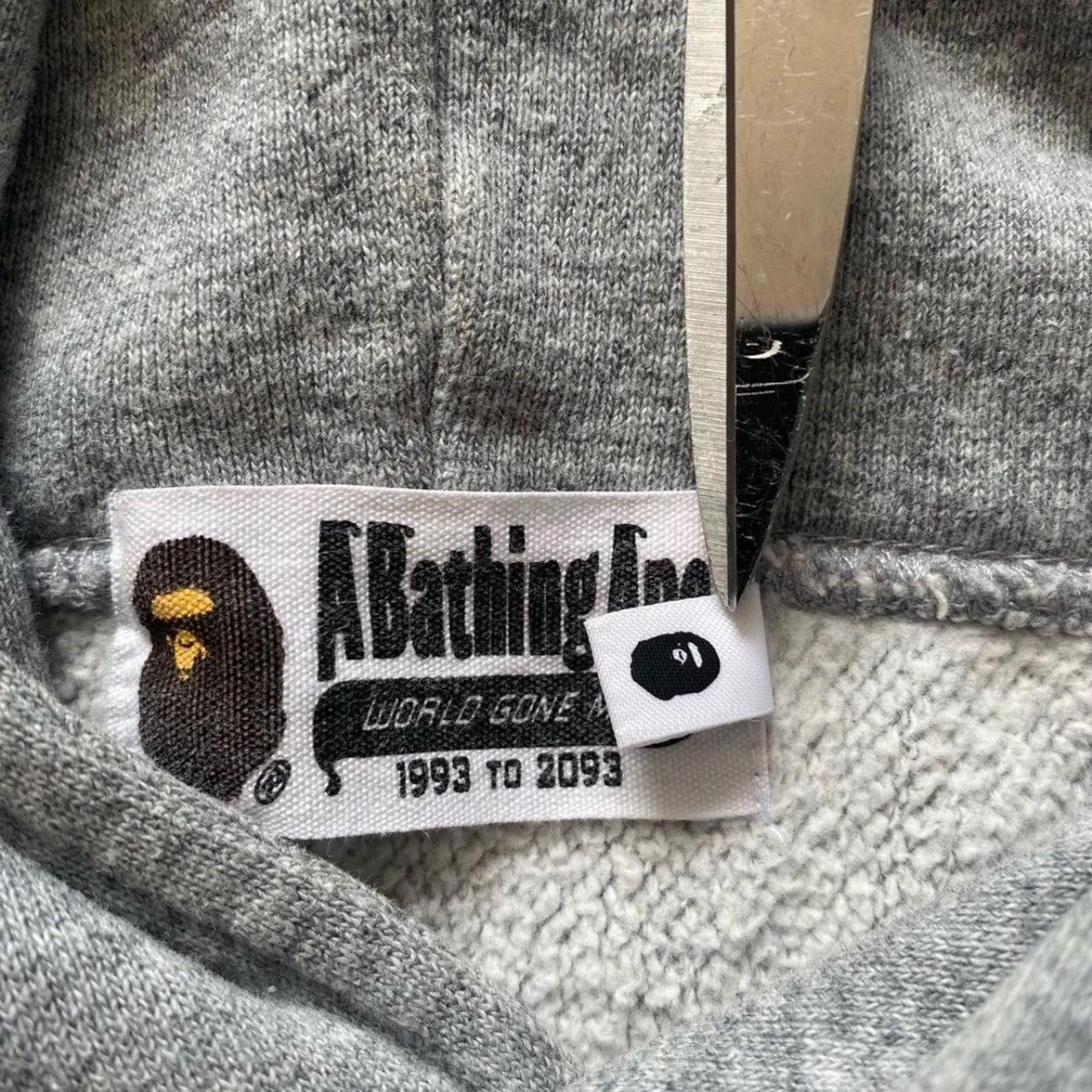 Bape Gray Pullover Hoodie with Velcro Detachable... | Depop