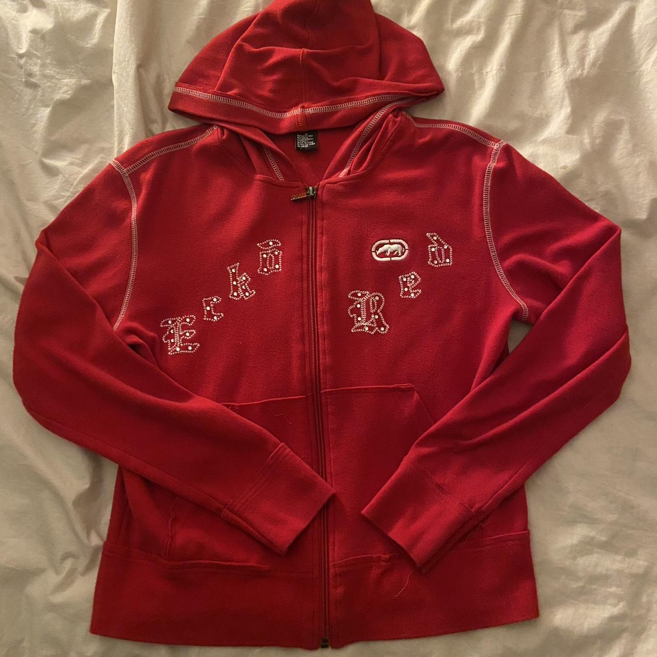 ecko red zip up jacket, kids size medium but fits a... - Depop