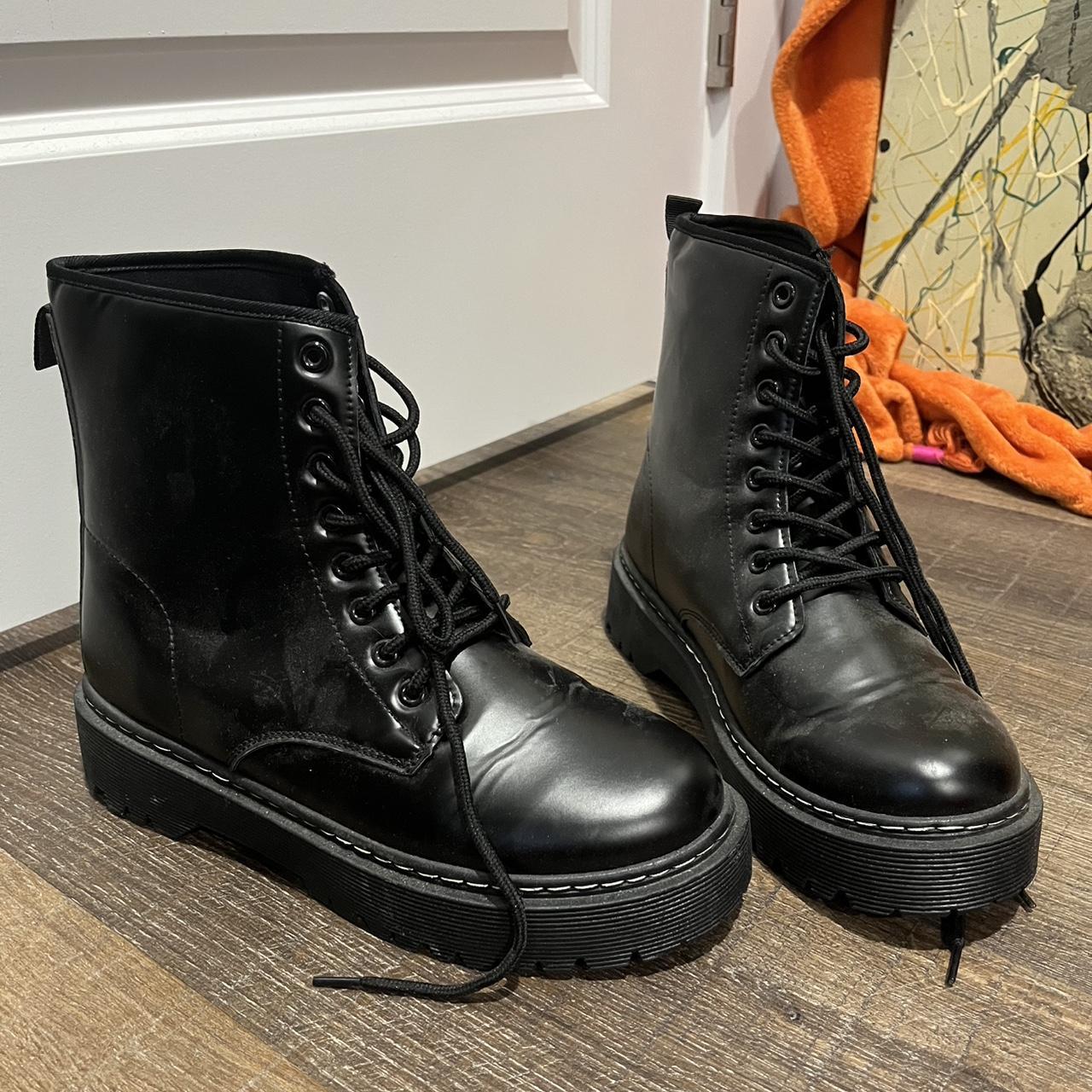 faux leather boots doc dupes size 11 super comfy - Depop