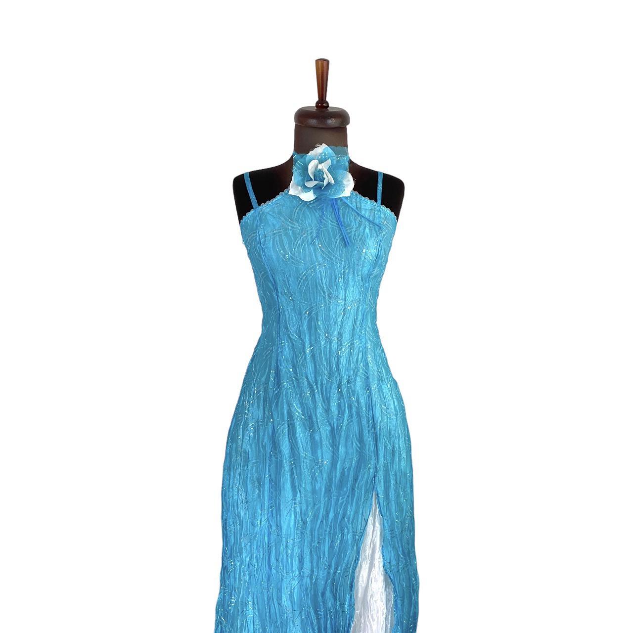 Y2K glittery baby blue vintage dress Size M “ 10 no... - Depop