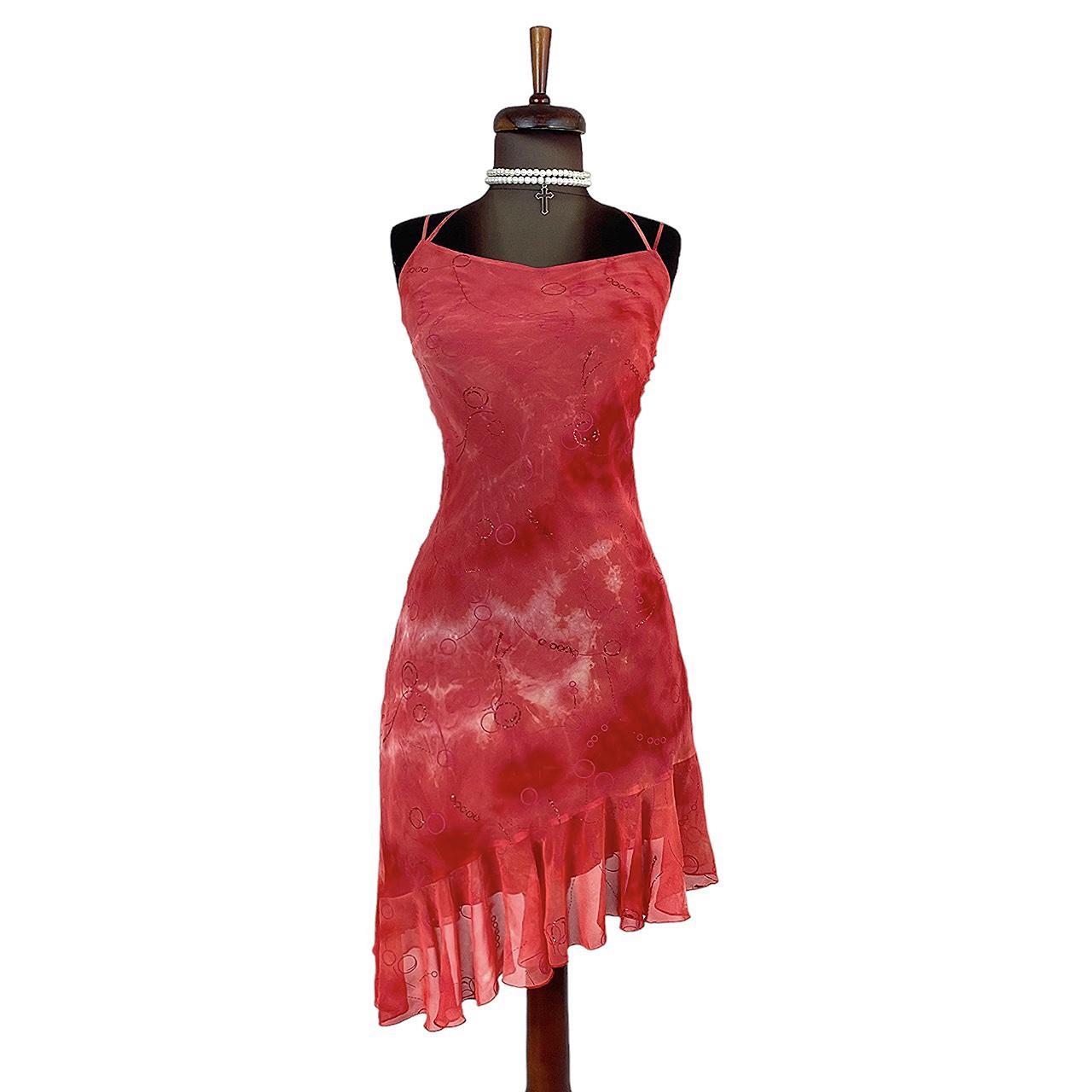 2000s Glitter Fabric Chiffon Mesh Layered Asymmetric... | Depop