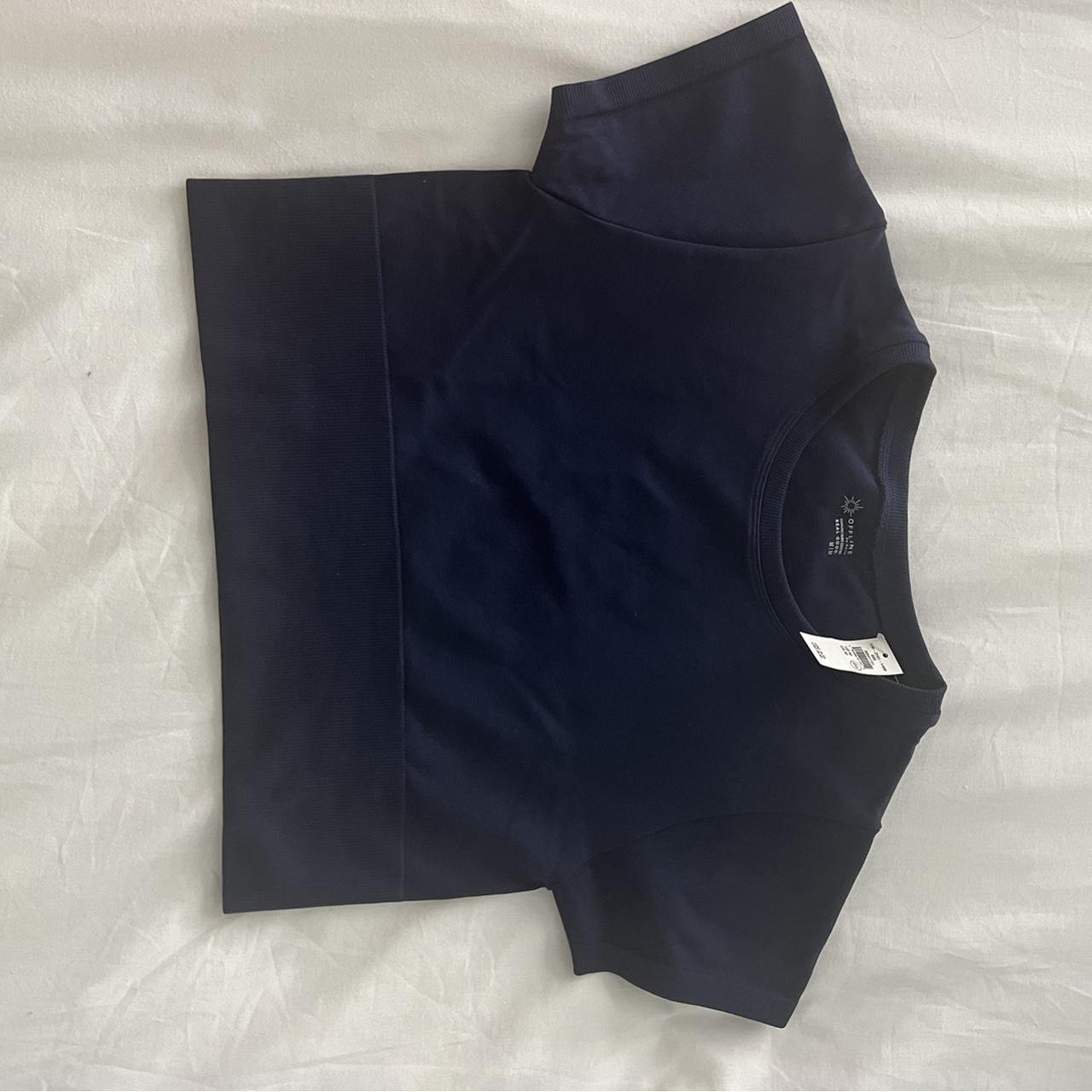 Aerie offline navy blue workout crop top in size M.... - Depop