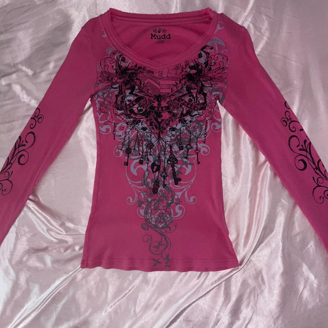 Pink Graphic Top • •size large but could fit a... - Depop