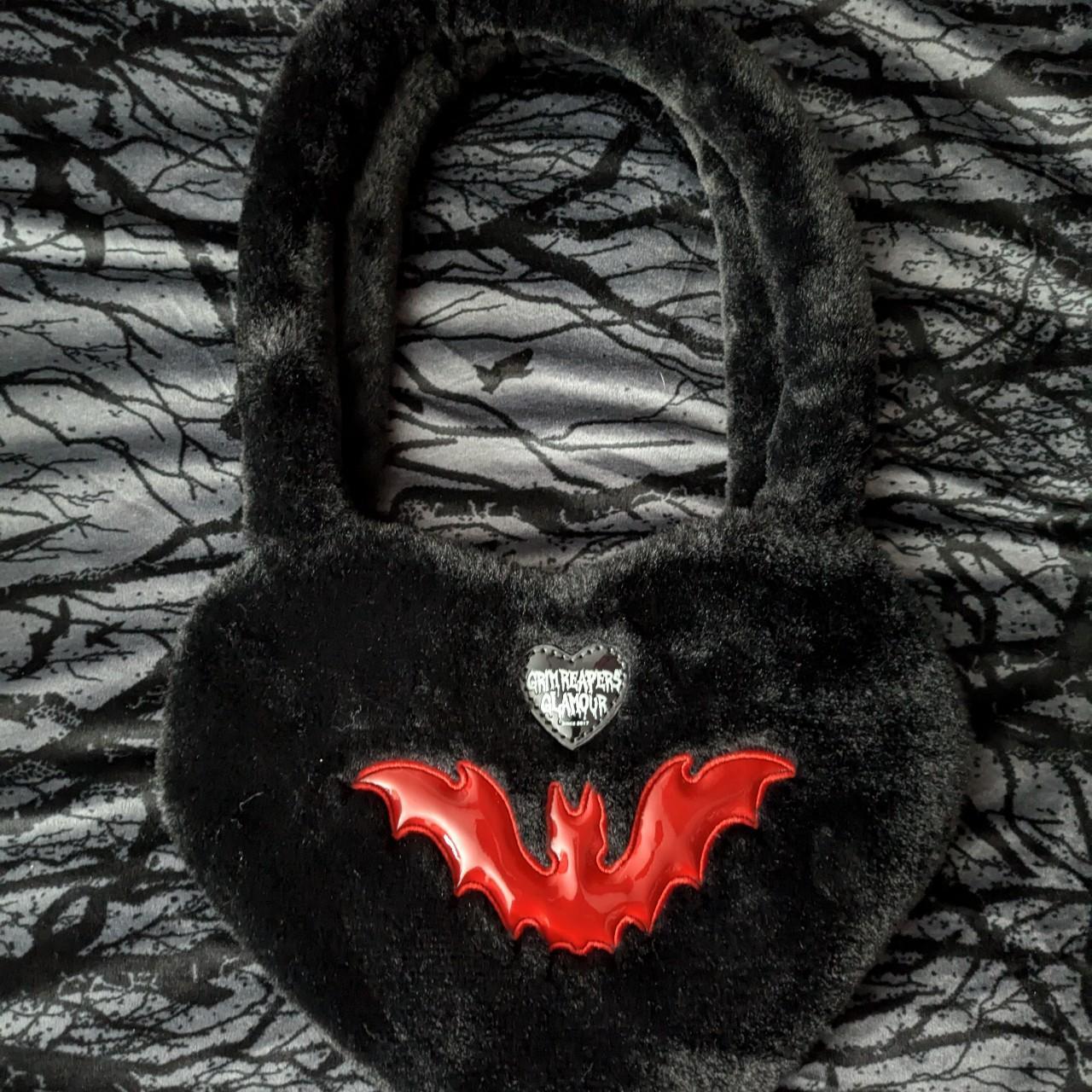 Grim Reapers Glamour Mini Fluffy Bat Heart Purse bag... | Depop