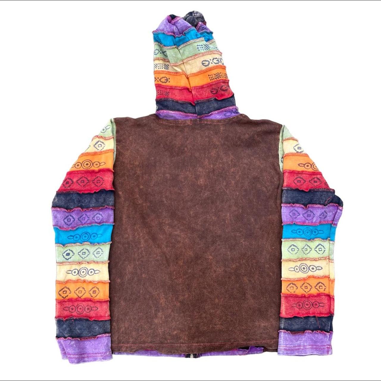 Rising International Rainbow Patchwork Stonewash... - Depop