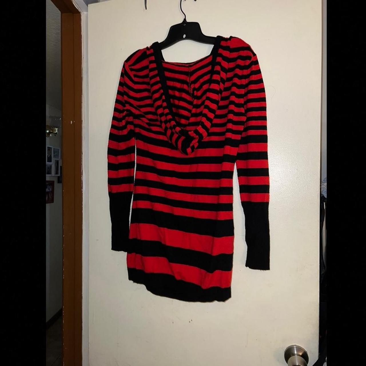 red and black striped emo sweater dress super comfy... | Depop