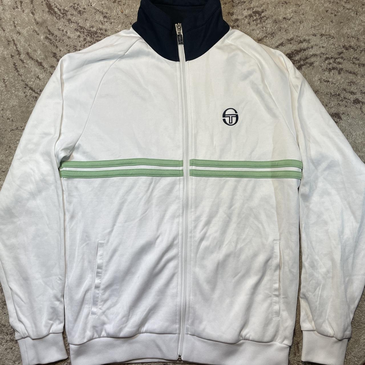 Sergio Tacchini Men's White and Green Jacket | Depop