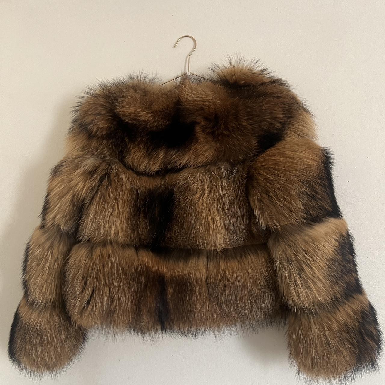 Classy fox fur jacket - chestnut Size L but can... - Depop