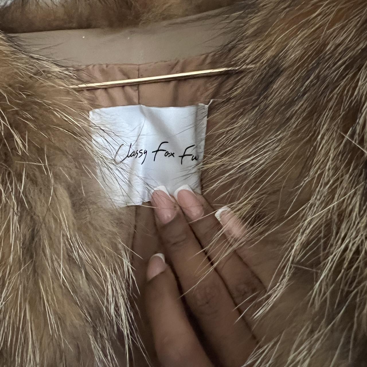 Classy fox fur jacket - chestnut Size L but can... - Depop