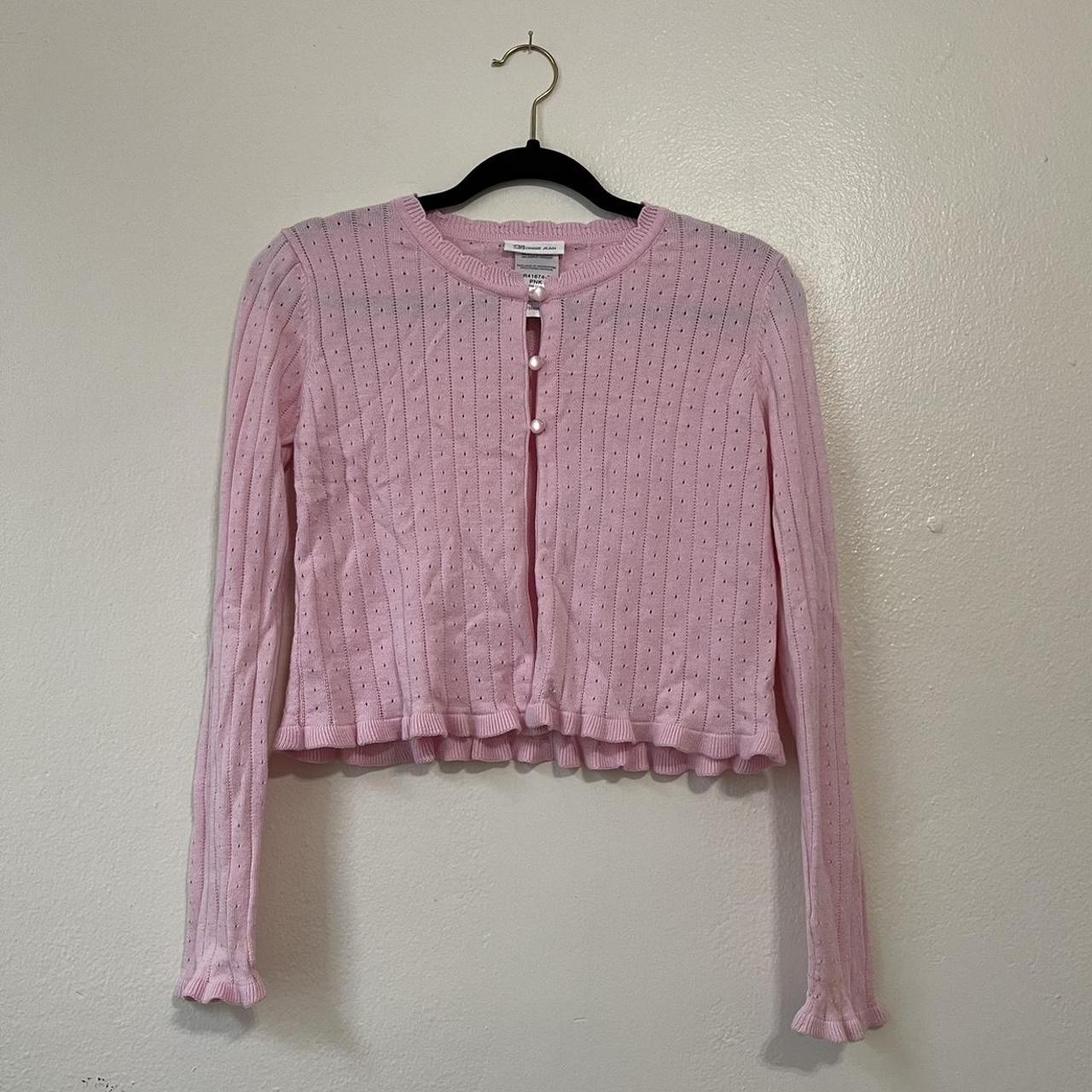 Pink vintage cropped cardigan. Adorable cardigan... - Depop