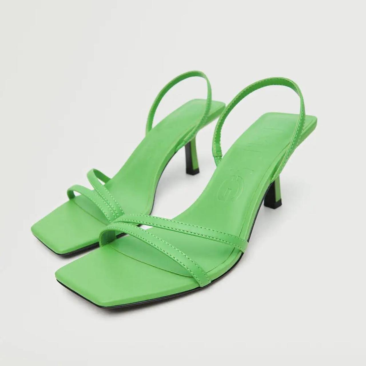 Stiletto Heel Leather Sandals by Mango Square toed,... - Depop