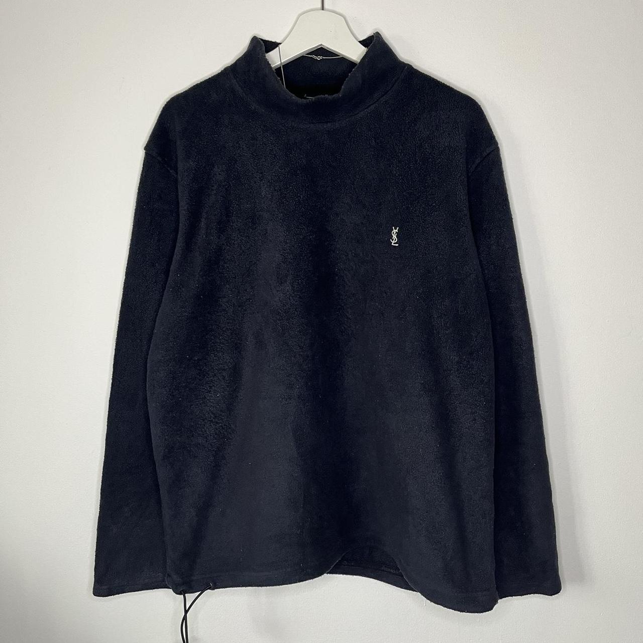 YSL black fleece 90s jumper ⚫️ Vintage Yves Saint... - Depop