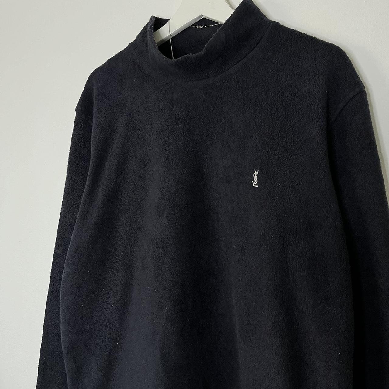 YSL black fleece 90s jumper ⚫️ Vintage Yves Saint... - Depop