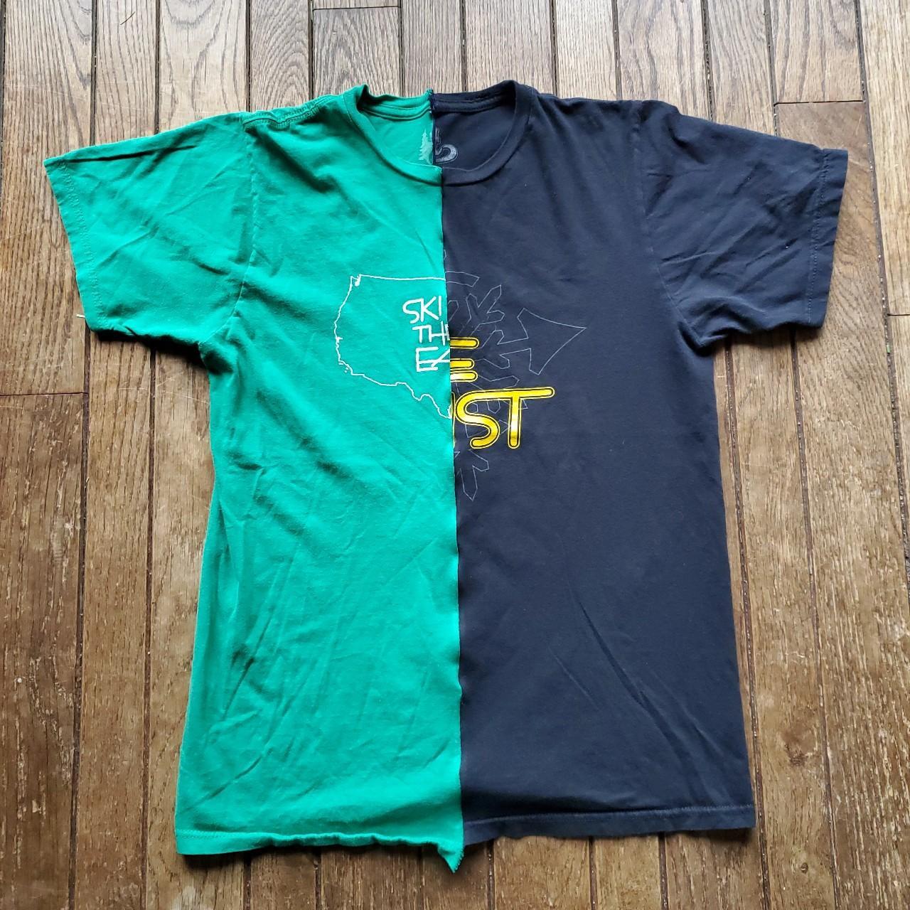 Reworked/Upcycled Two Toned Split Tee ️Free... - Depop