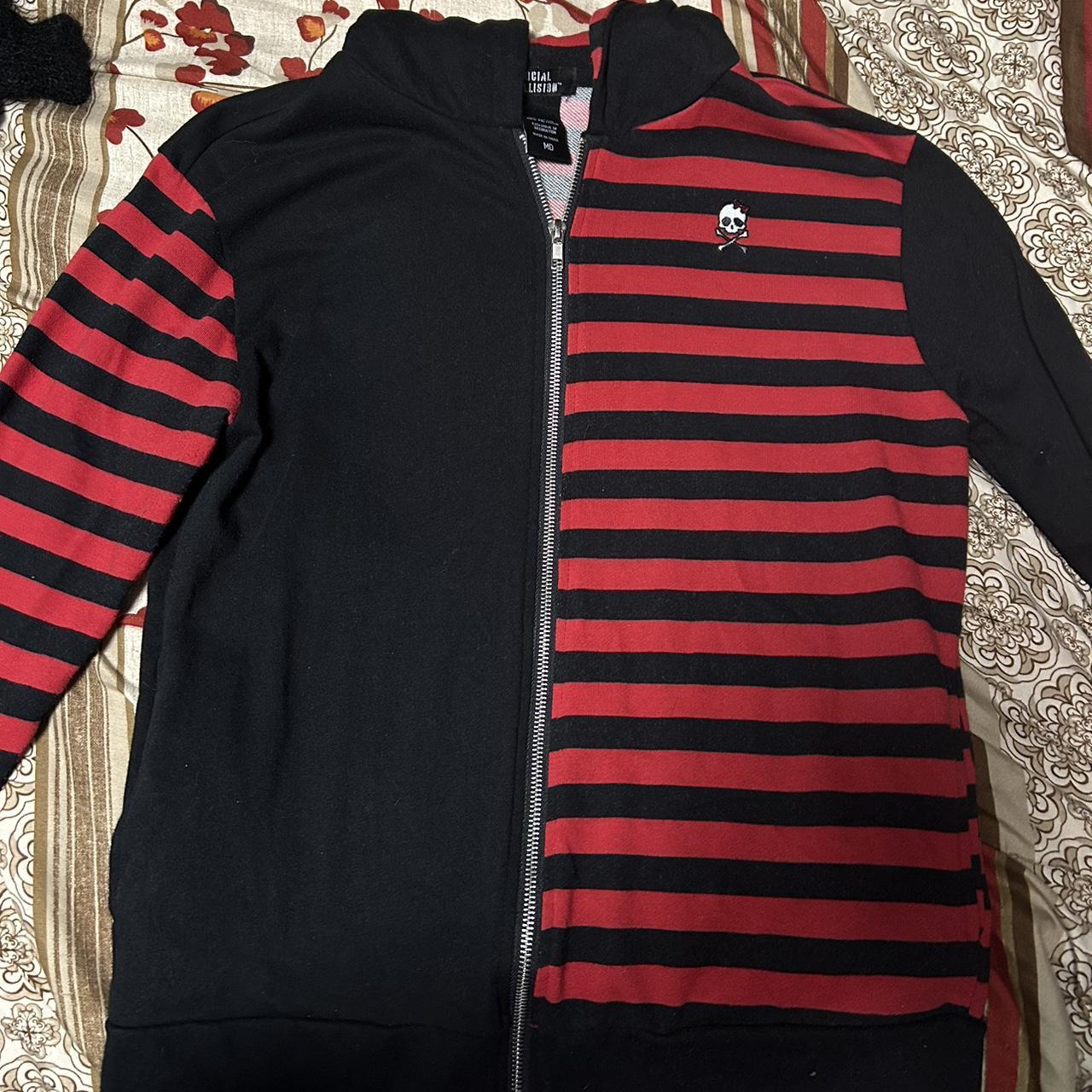 Social Collision Hot Topic emo hoodie Red and black... - Depop