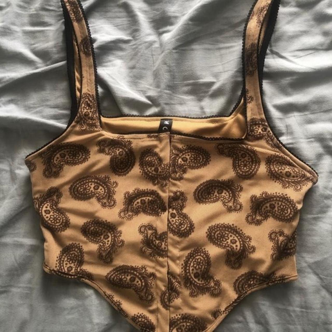 Brown motel rocks corset top 🐶 Size medium One of... - Depop