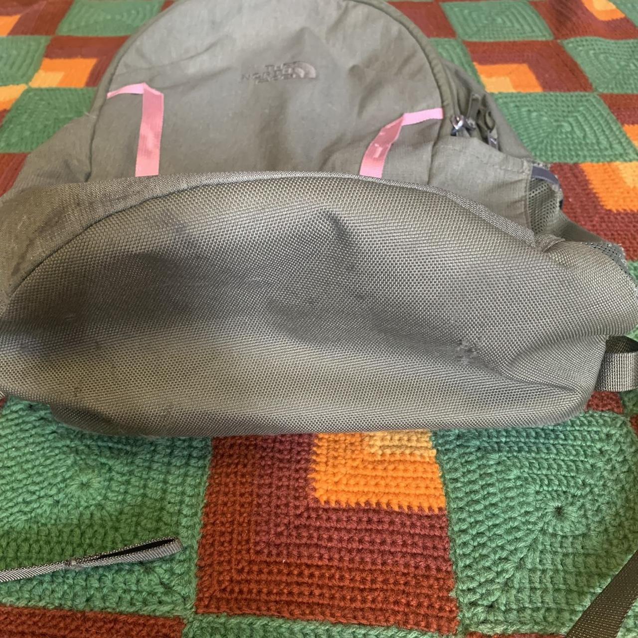 North Face vault backpack Green with pink... - Depop