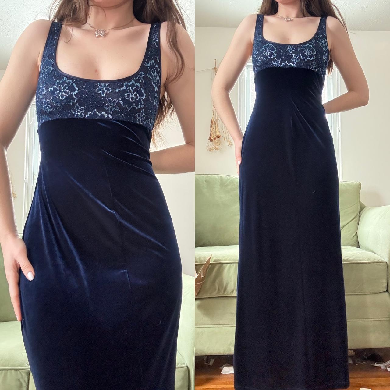 Blue Velvet Dress Stunning vintage dark velvet... | Depop